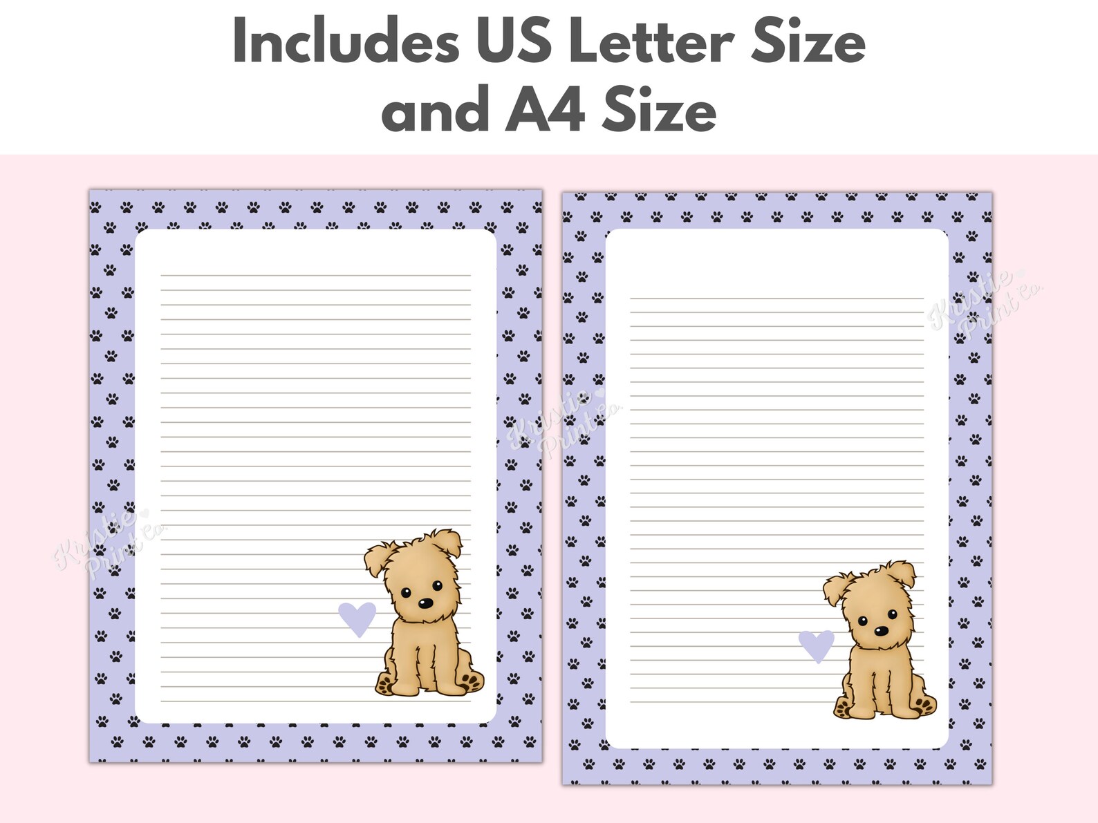 Puppy Stationary Animal Stationery Printable Stationery Dog - Etsy