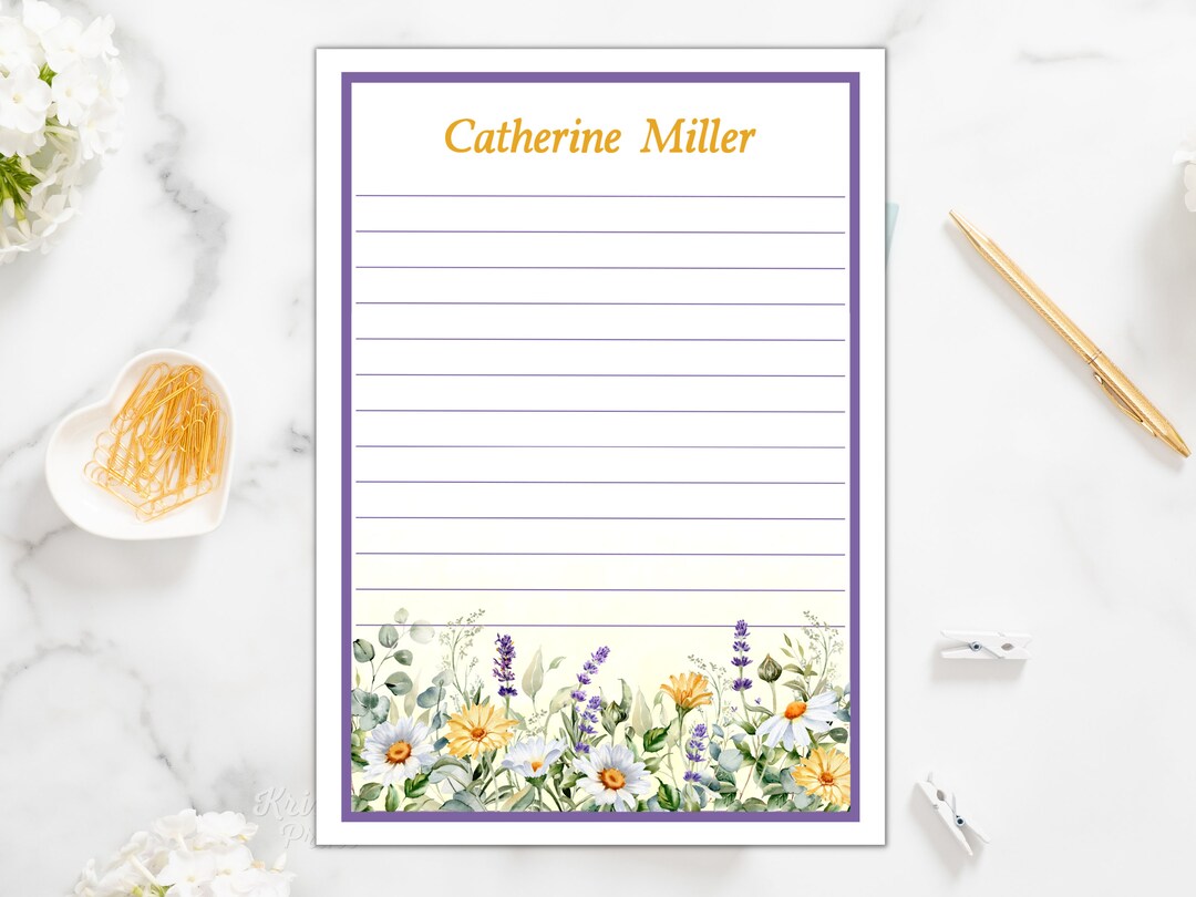 Printable Notepad Notepad Digital Download Custom Note Paper ...