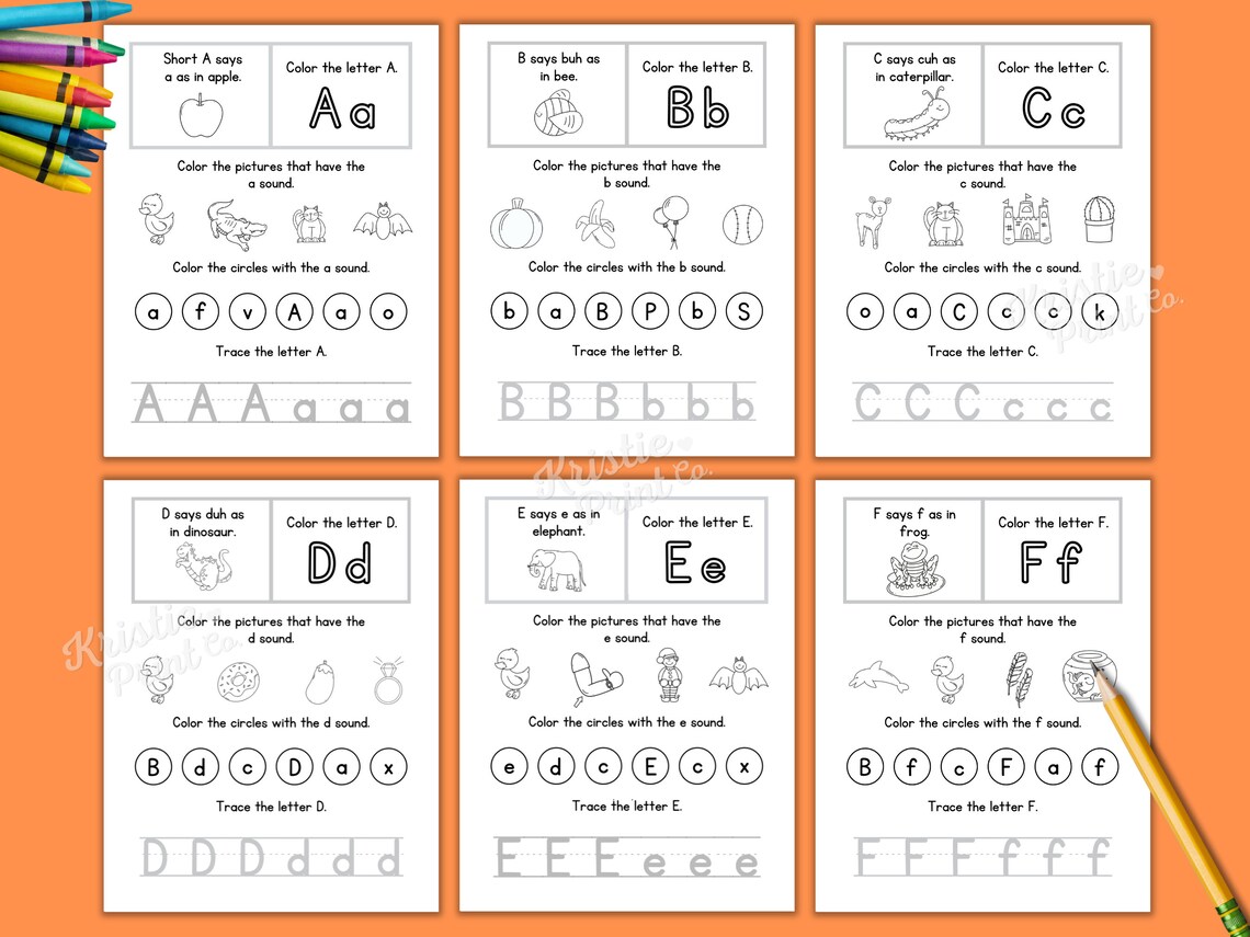 Preschool and Kindergarten Alphabet Worksheets, Uppercase and Lowercase ...