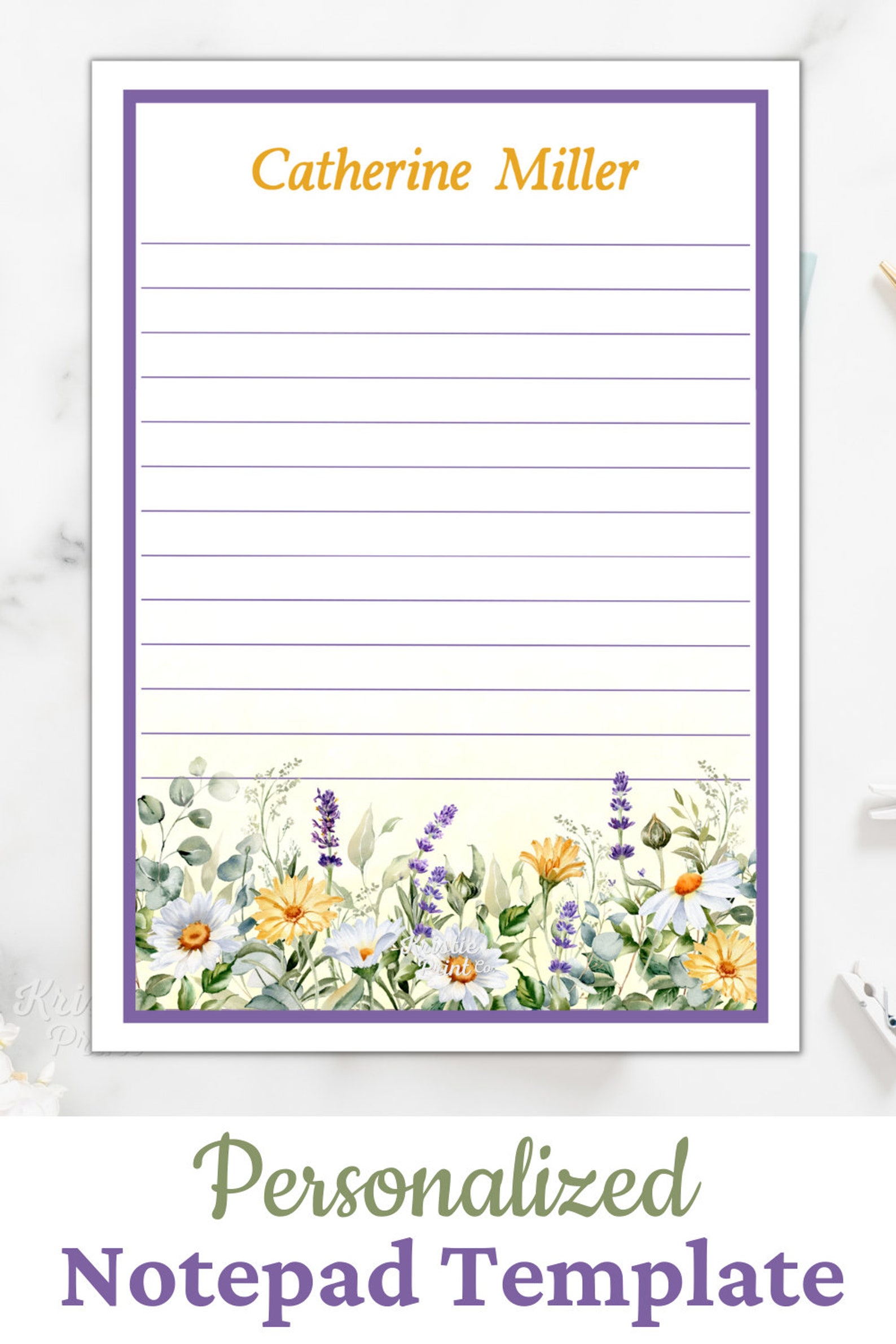 Printable Notepad Notepad Digital Download Custom Note Paper ...