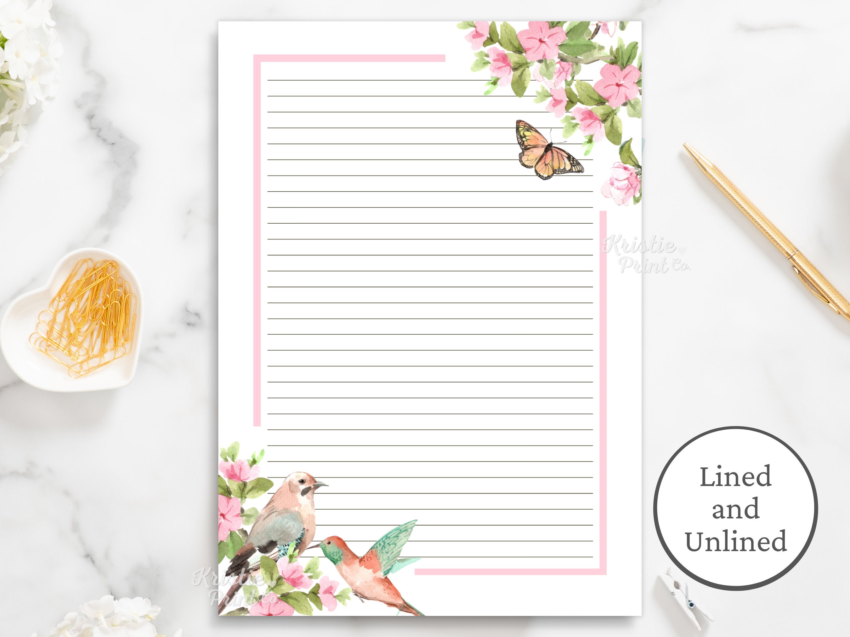Bird Stationary Printable, Spring Stationary, Vintage Stationery ...