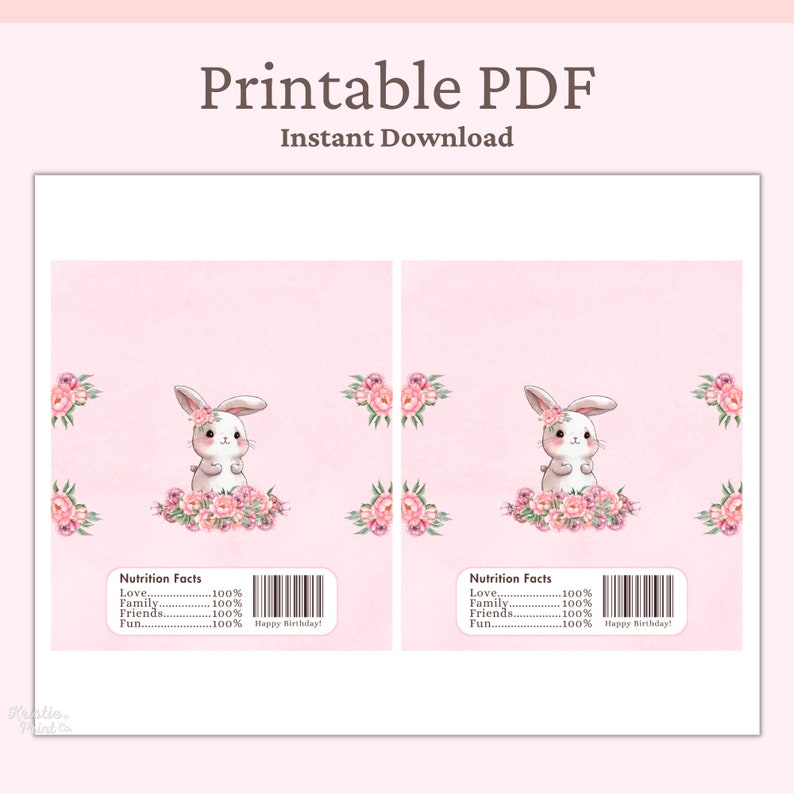 Bunny Candy Bar Wrappers Bunny Baby Shower Favors Birthday Party Girl ...