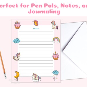 Kawaii Stationery Printable Cute Stationery Paper Unicorn Stationery ...