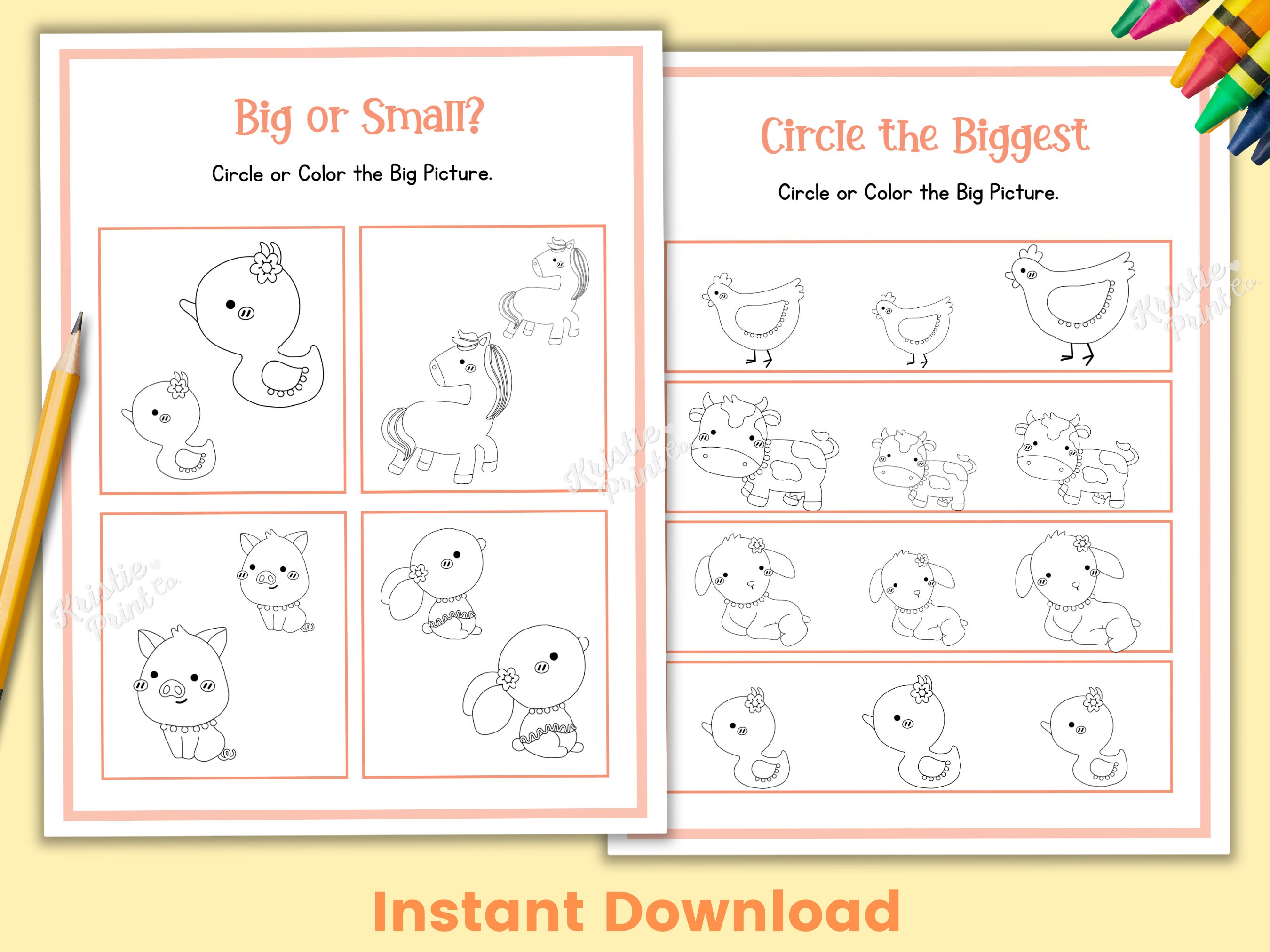 Big Small Worksheets, Preschool Worksheets for Kids, Kindergarten ...