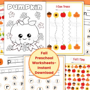 Fall Preschool Worksheets Fall Preschool Printables Fall - Etsy