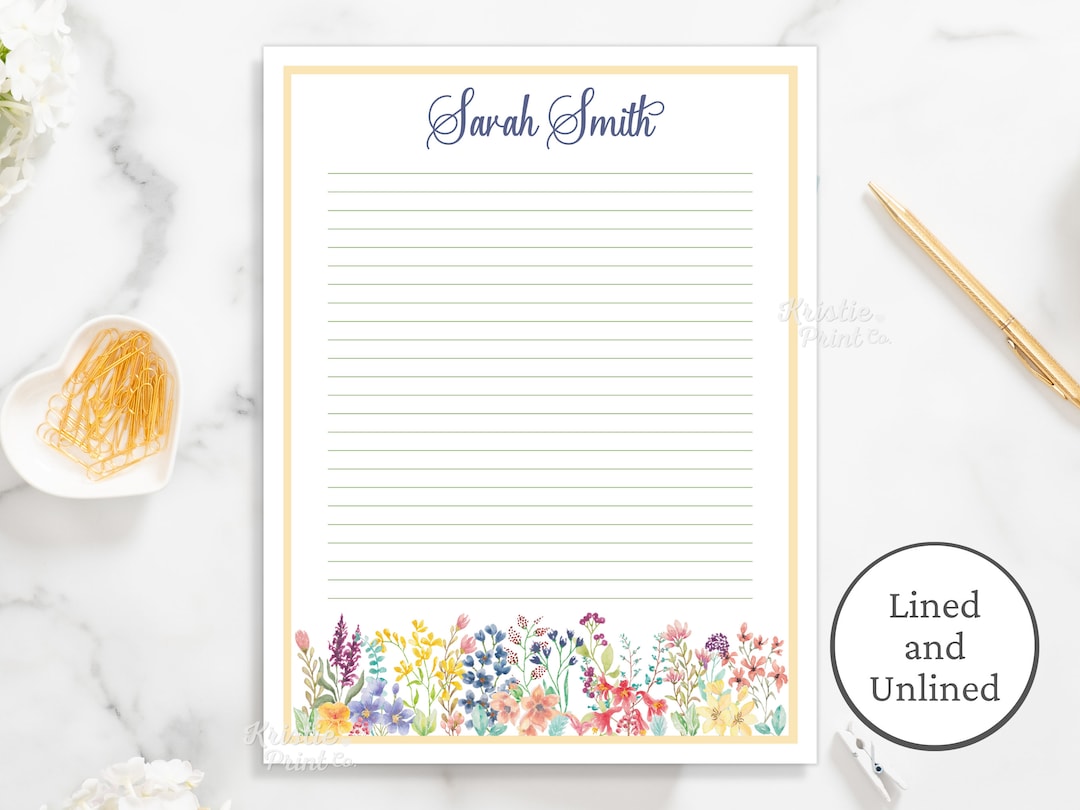 Personalized Stationery, Wildflower Stationery, Boho Stationery, Border ...
