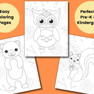 Forest Animal Coloring Pages for Kids, Kids Party Games, Woodland ...