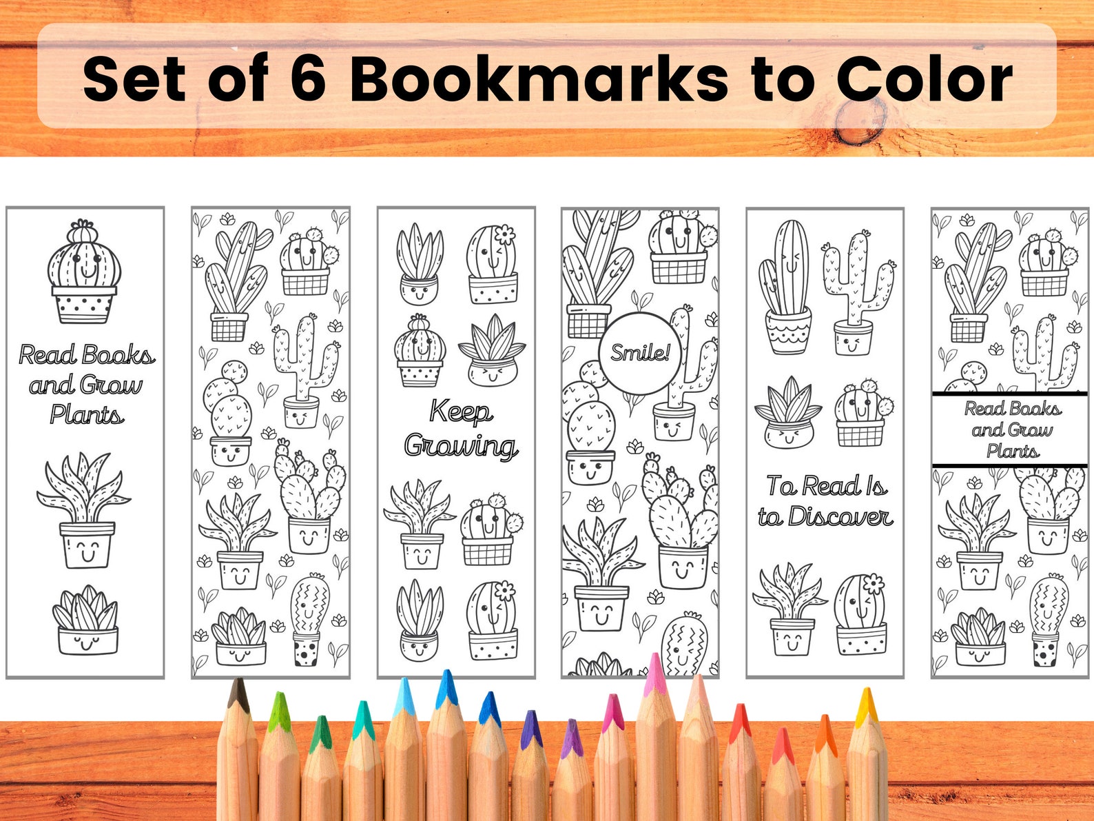 Printable Bookmarks to Color, Houseplant Bookmark, , Cactus Bookmark ...
