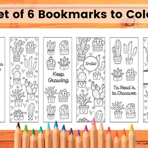 Printable Bookmarks to Color, Houseplant Bookmark, , Cactus Bookmark ...