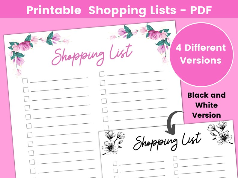 Printable Shopping List Instant Download PDF, Simple Grocery List ...