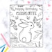Editable Bunny Birthday Coloring Page Printable Bunny Theme Birthday ...