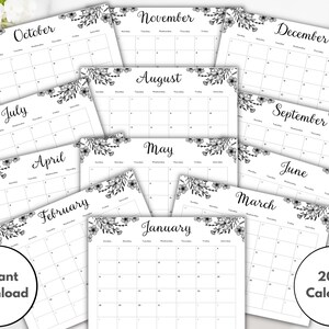 Boho Calendar 2024 Printable Black and White Calendar 2024 Calendar ...