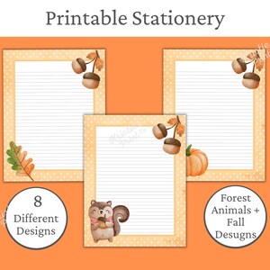 Fall Lined Paper, Fall Stationery Set, Digital Stationery, Autumn ...