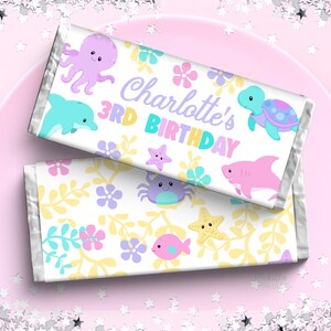 Under the Sea Birthday Favor Candy Bar Wrappers Ocean Birthday Party ...