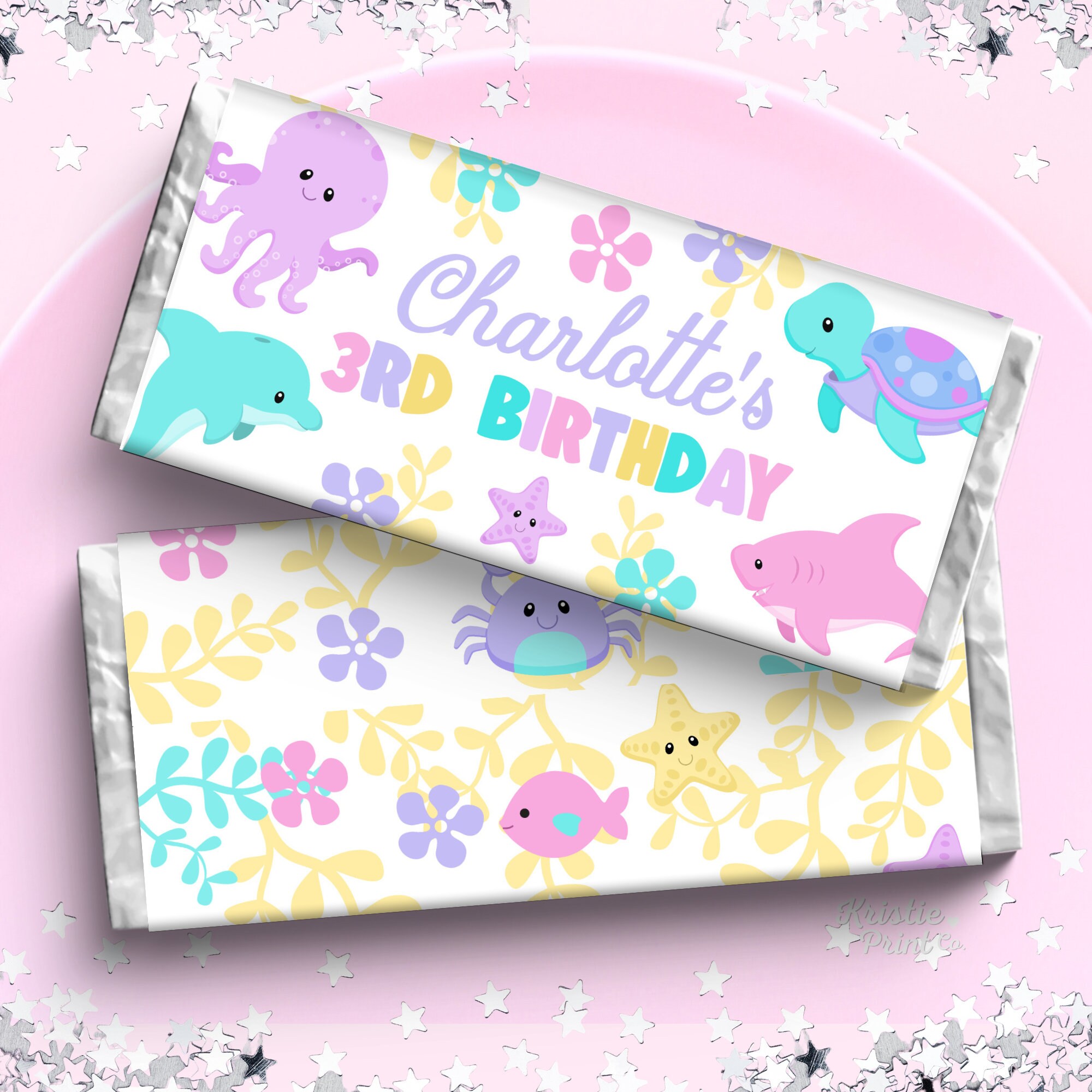 Under the Sea Birthday Favor Candy Bar Wrappers Ocean Birthday Party ...