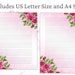 Rose Stationary Printable, Floral Lined Paper, Printable Stationery ...