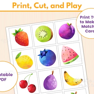 Fruit Matching Game Printable, Matching Card Game, Memory Game ...