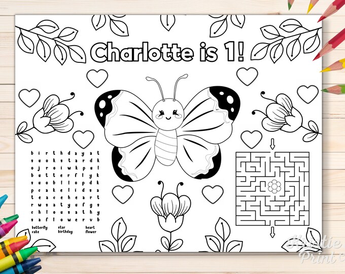 Set of 4 Wildflower and Butterfly Placemat, Spring Field Plants and ...