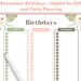 Birthday Tracker Printable, Birthday List, Birthday Planner Printable ...