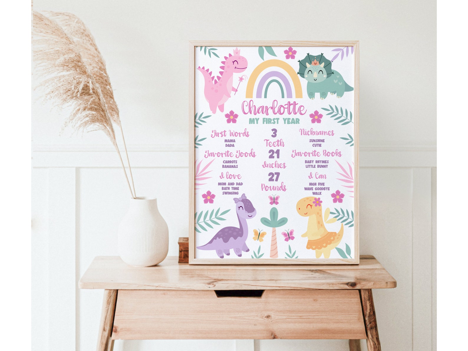 Dinosaur Birthday Sign Girl Dinosaur Party Decorations Girl Dinosaur ...