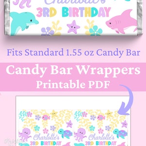 Under the Sea Birthday Favor Candy Bar Wrappers Ocean Birthday Party ...