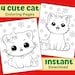 Cute Christmas Cat Coloring Pages Cat Coloring Page for Kids Party ...