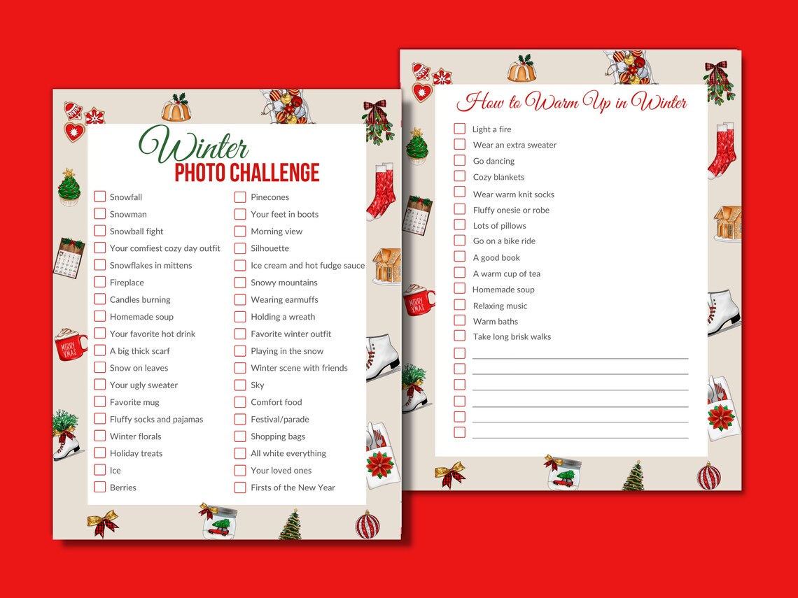 Printable Winter Bucket List and Planner, Winter Activity Check List ...