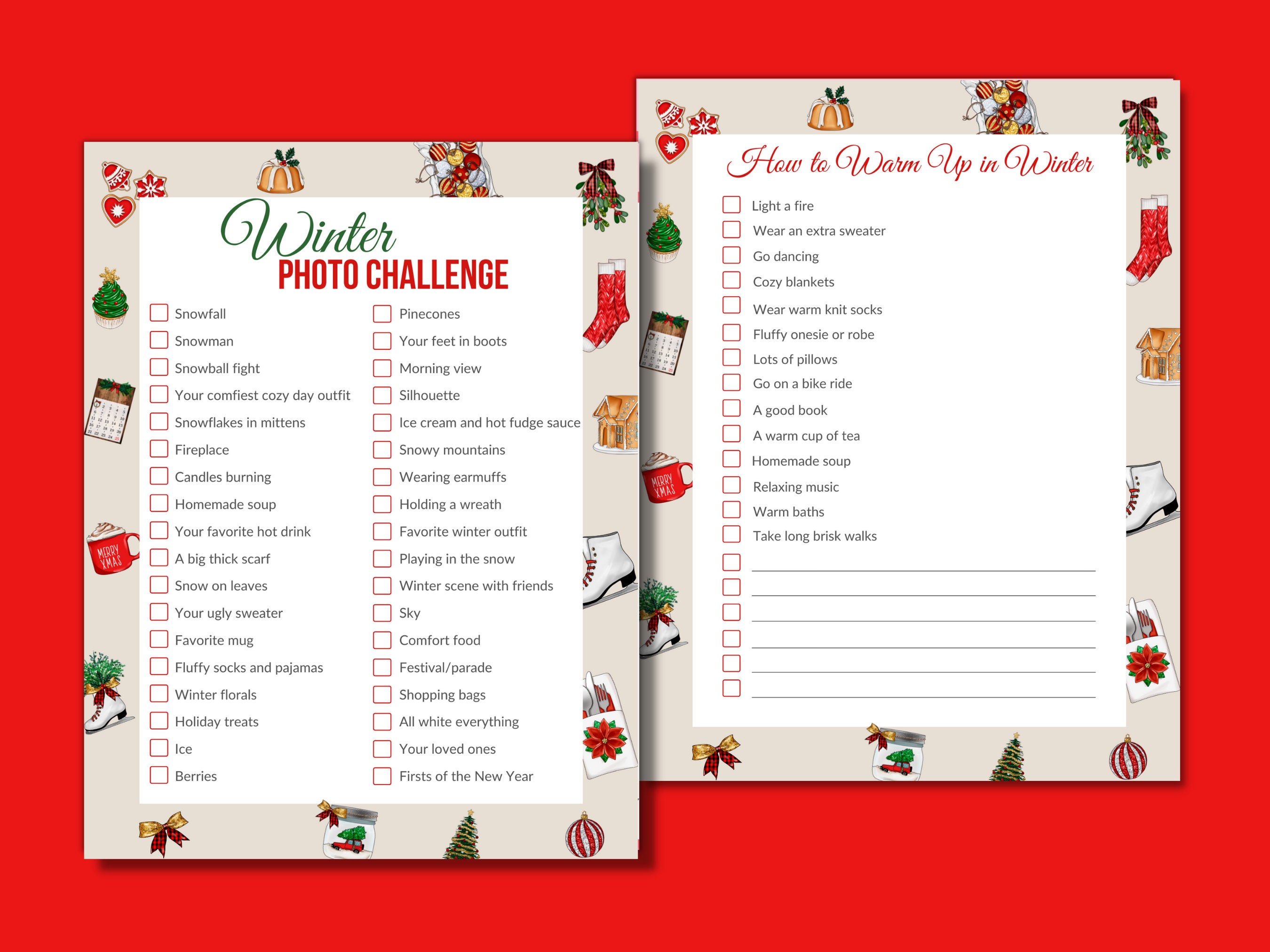 Printable Winter Bucket List and Planner, Winter Activity Check List ...