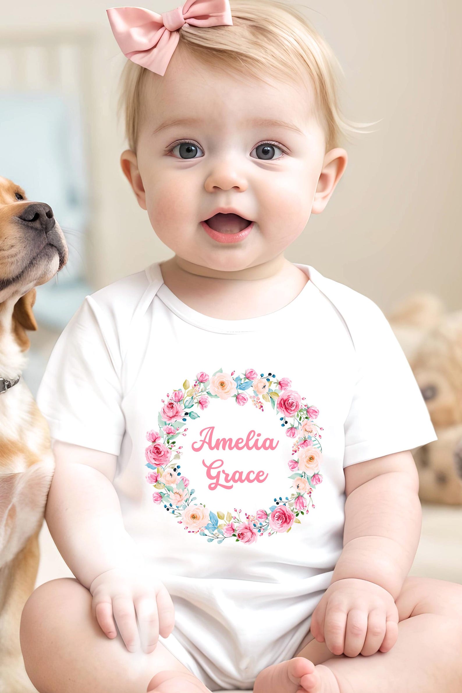 Personalized Girl Baby Bodysuit Custom Baby Name Coming Home Outfit ...