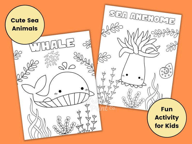 Sea Animal Coloring Pages for Kids, Kids Party Games, Under the Sea ...