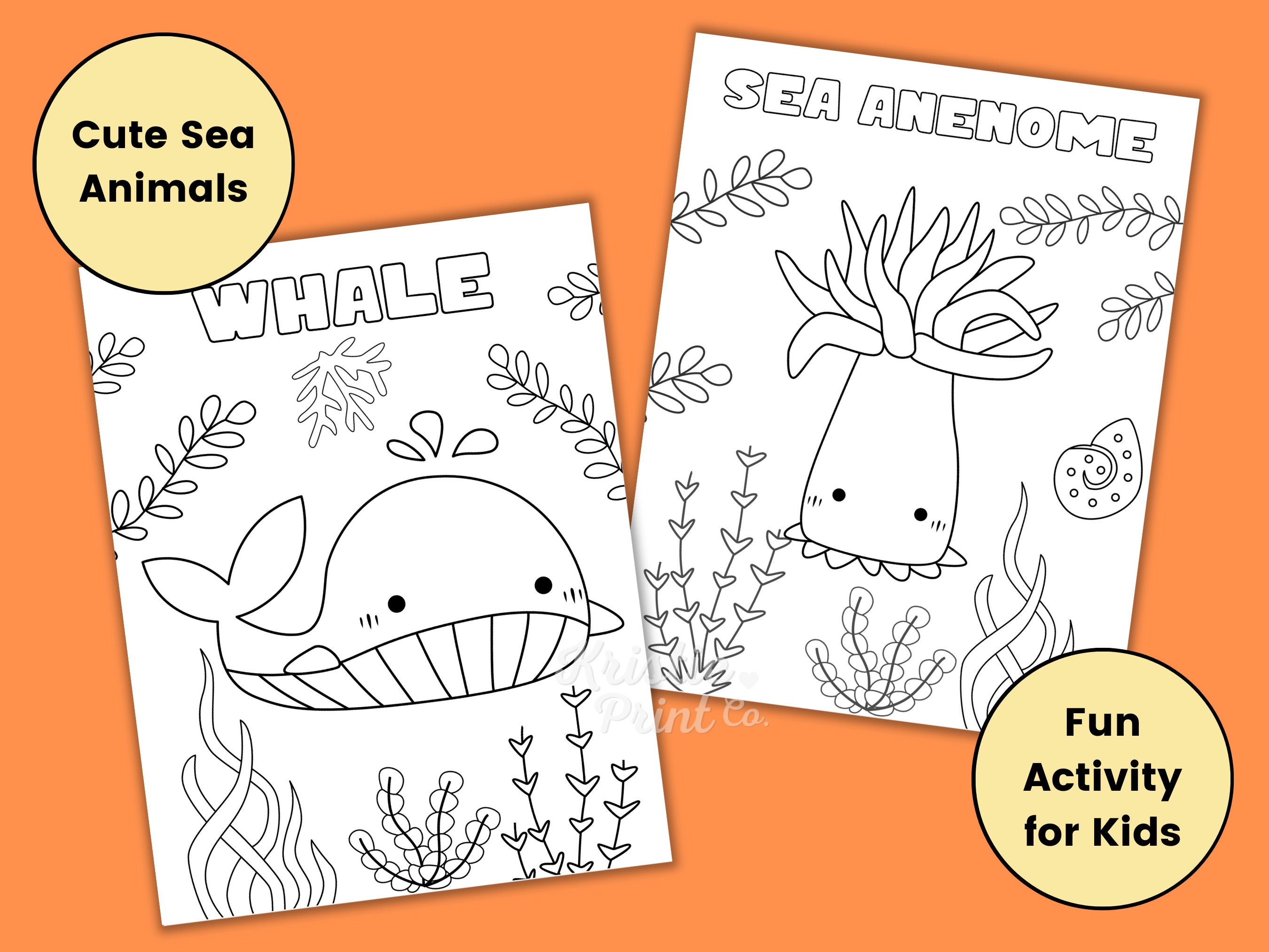 Sea Animal Coloring Pages for Kids, Kids Party Games, Under the Sea ...