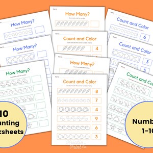 Counting Worksheets, Kindergarten Math Worksheets, Preschool Math ...
