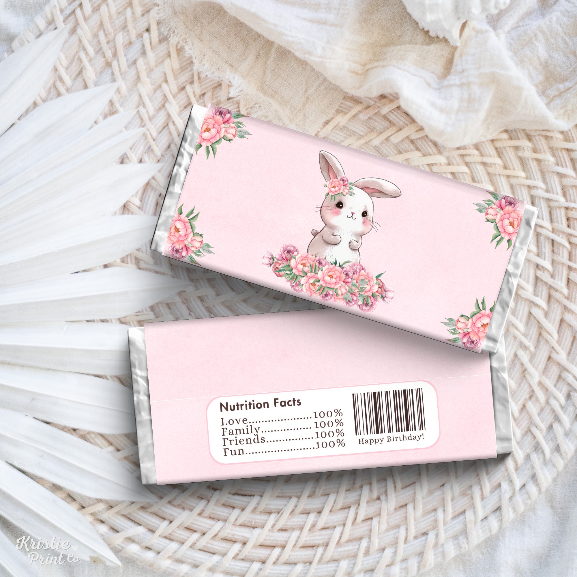 Bunny Candy Bar Wrappers Bunny Baby Shower Favors Birthday Party Girl ...