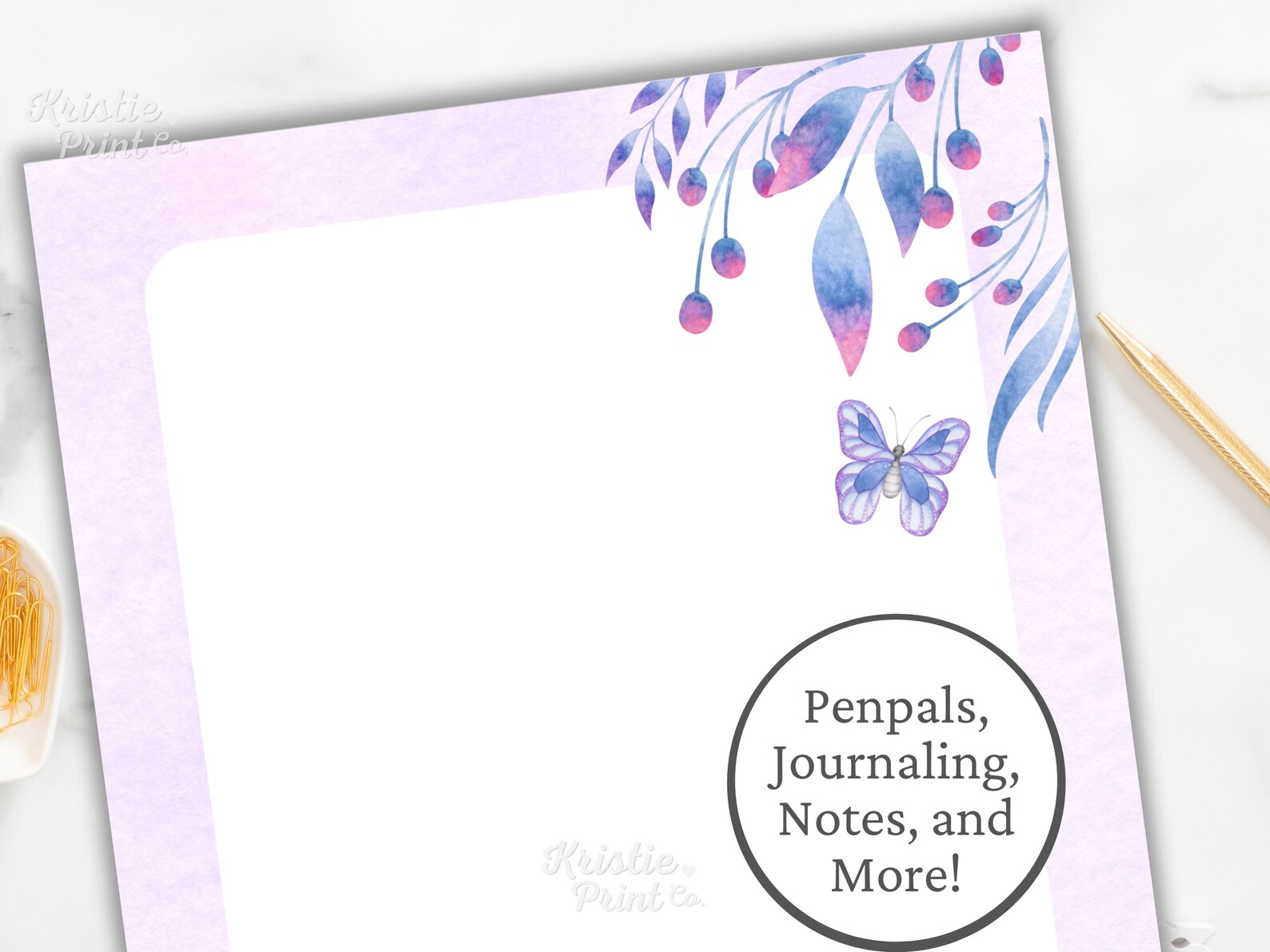 Purple Stationery Set Butterfly Letter Writing Paper Letter - Etsy
