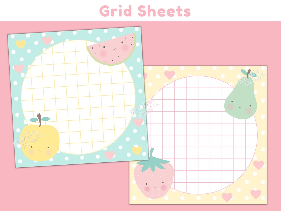 Printable Memo Pad, Fruit Memo Sheets, Cute Printable Notepad, Kawaii ...