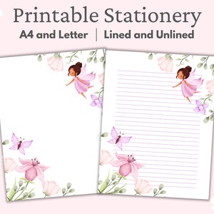 Fairy Stationery, Fairytale Writing Paper, Fantasy Stationery, Floral ...