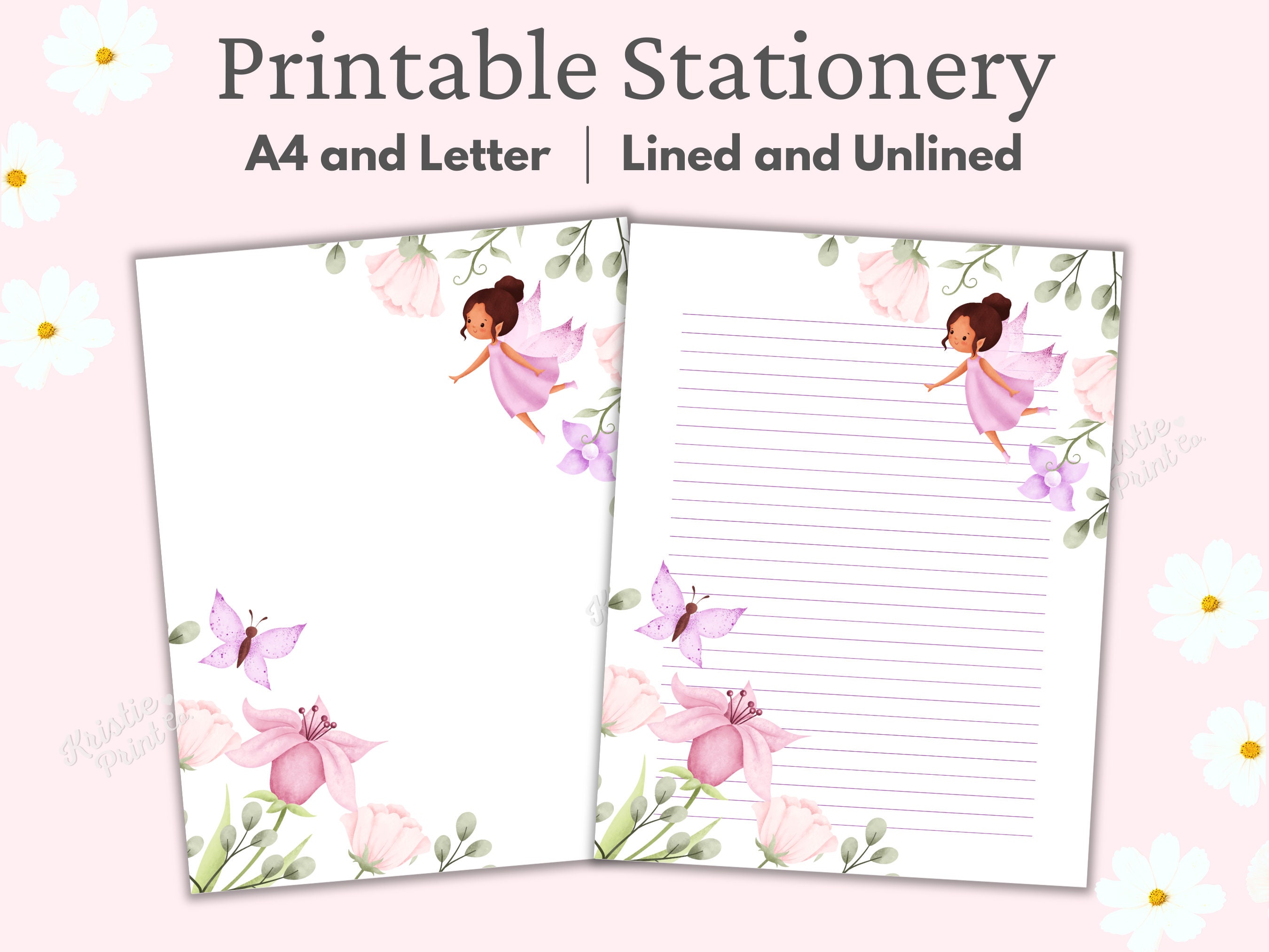 Fairy Stationery, Fairytale Writing Paper, Fantasy Stationery, Floral ...