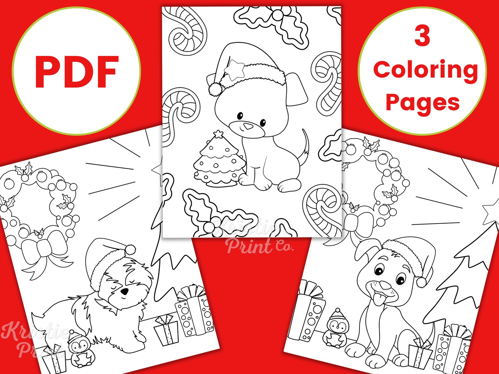 Christmas Dog Coloring Pages, Christmas Coloring Sheets Printable ...