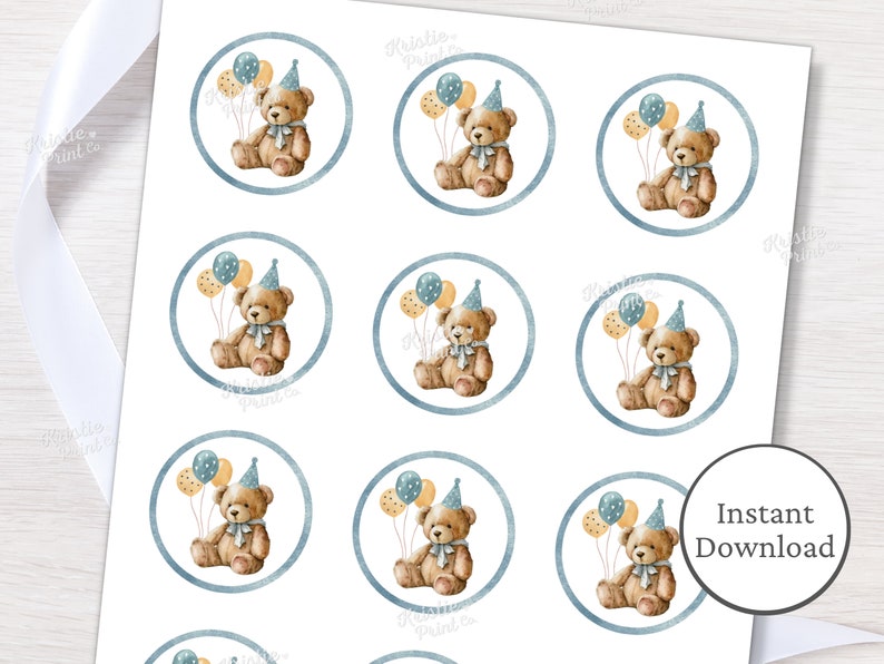Teddy Bear Cupcake Toppers, Bear Birthday Party, Teddy Bear Party Decor ...