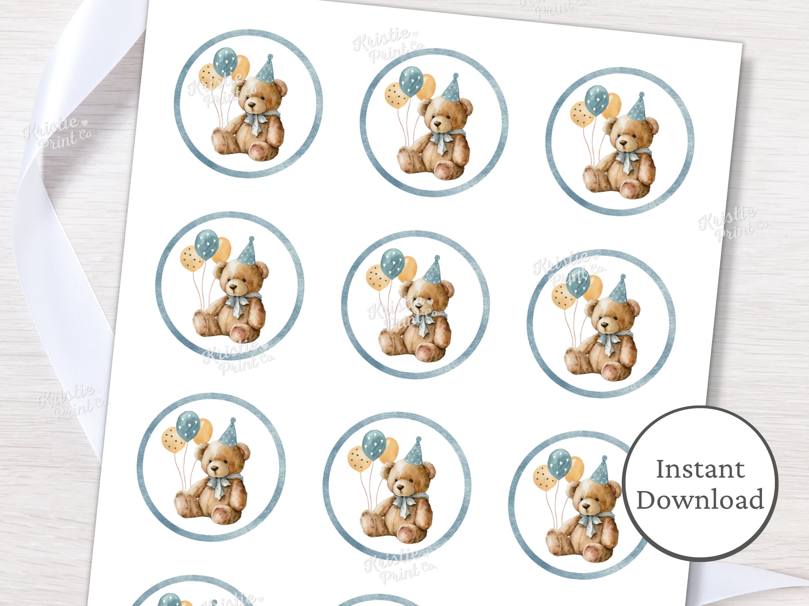 Teddy Bear Cupcake Toppers, Bear Birthday Party, Teddy Bear Party Decor ...