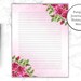 Rose Stationary Printable, Floral Lined Paper, Printable Stationery ...