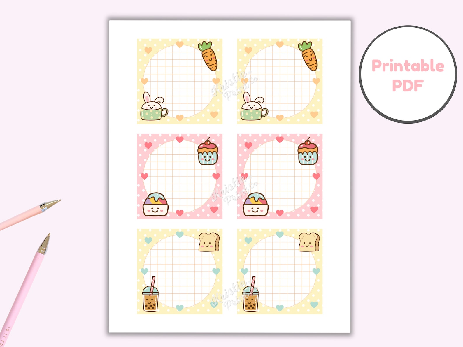 Printable Memo Sheets Digital Download Kawaii Stationary - Etsy