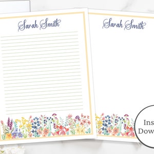 Personalized Stationery, Wildflower Stationery, Boho Stationery, Border ...