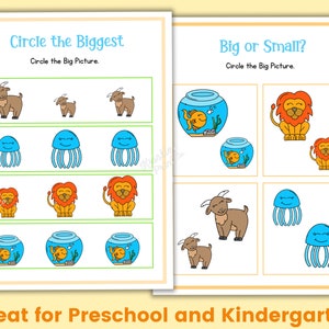Big Small Worksheets, Learning Sizes Printable, Preschool Worksheets ...