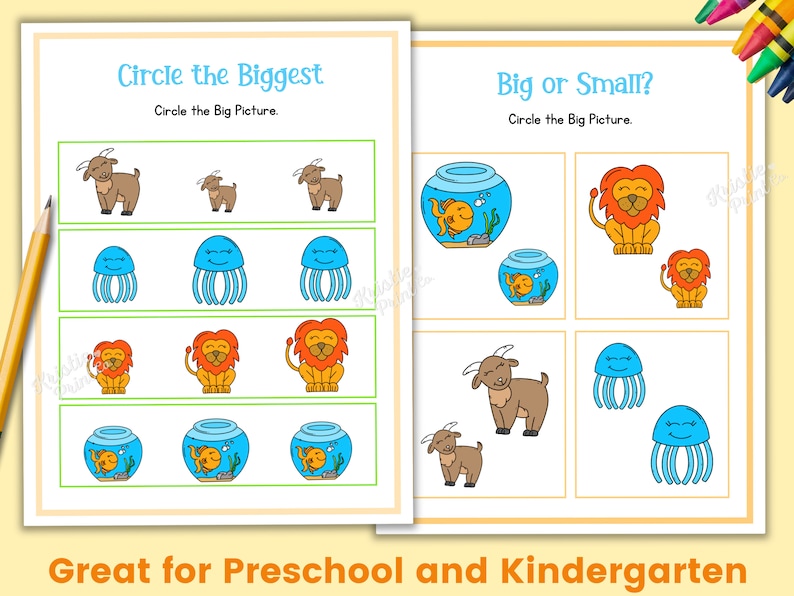 Big Small Worksheets, Learning Sizes Printable, Preschool Worksheets ...