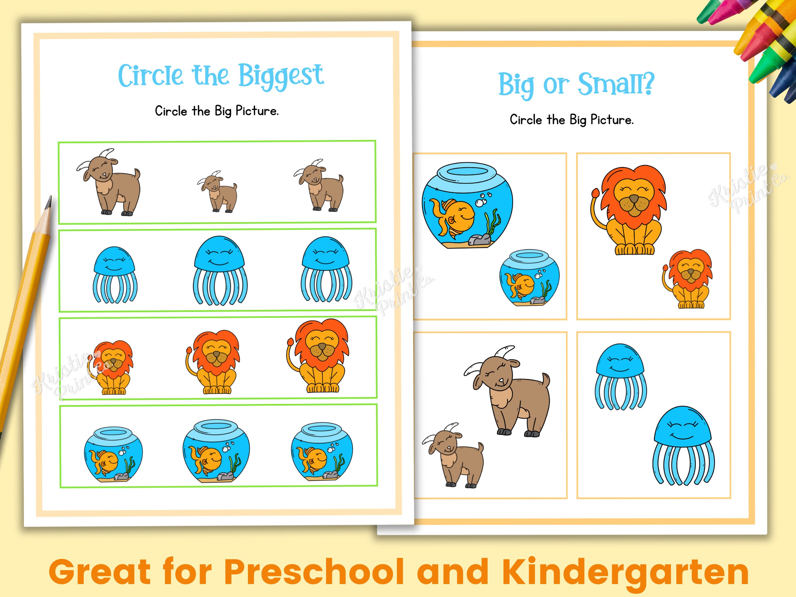 Big Small Worksheets, Learning Sizes Printable, Preschool Worksheets ...