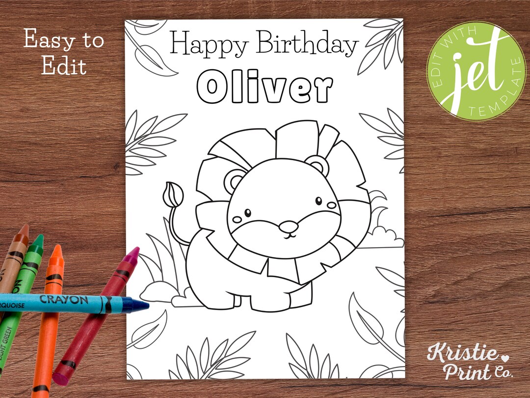Lion Birthday Coloring Page Editable Happy Birthday Coloring Page With ...