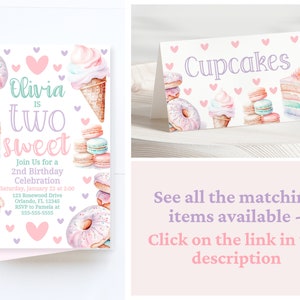 Two Sweet Birthday Milestone Sign Two Sweet Party Milestone Poster Ice ...