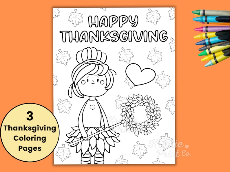 Cute Thanksgiving Coloring Pages Kids Party Games (Instant Download) - Etsy