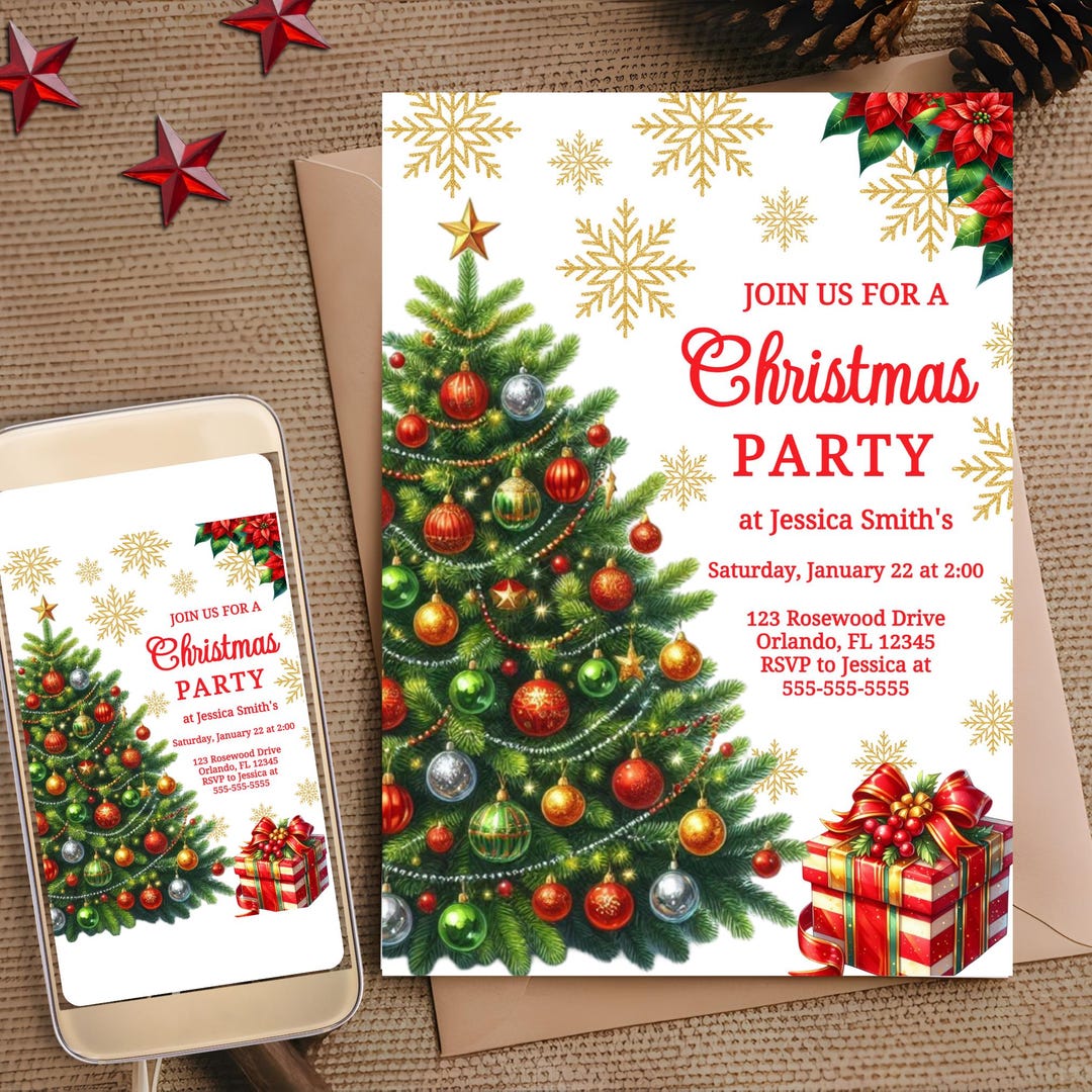 Editable Christmas Party Invitation Holiday Invitation Winter Party ...